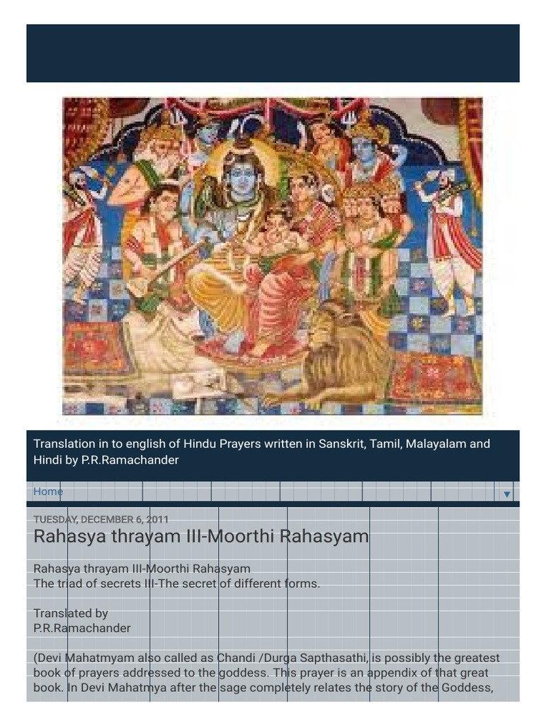 Rahasya Thrayam III-Moorthi Rahasyam | PDF | Devi | Indian Religions