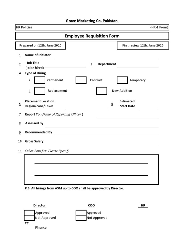 HR Employee Requisition Form Template | PDF