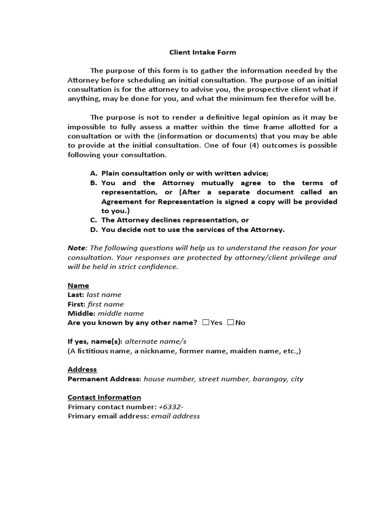 Civil Intake FormNEW | PDF | Lawyer | Privacy