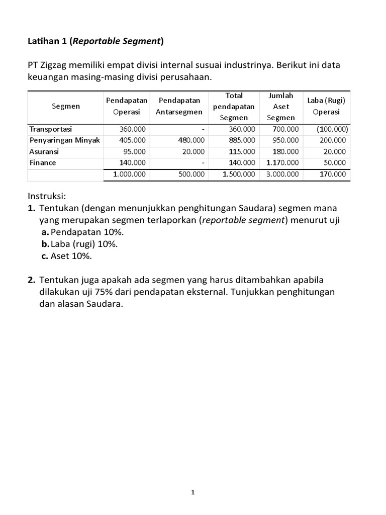 Segmen Terlaporkan dalam Laporan Keuangan | PDF