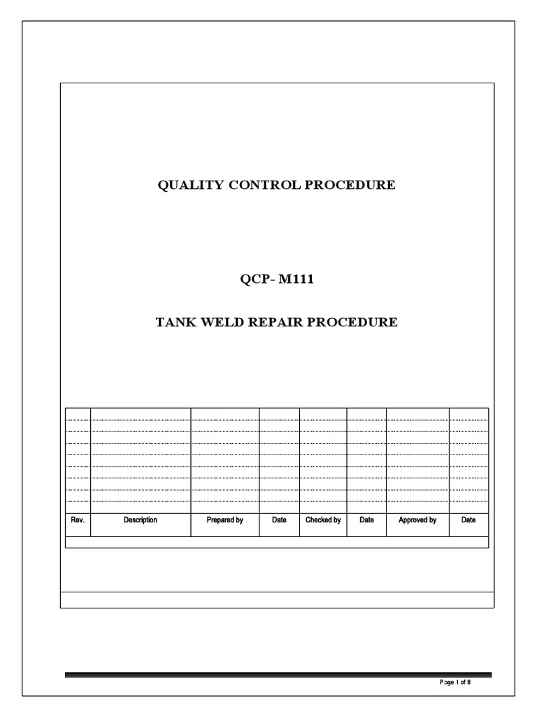 M 111 Tank Weld Repair Procedure | PDF | Welding | Construction
