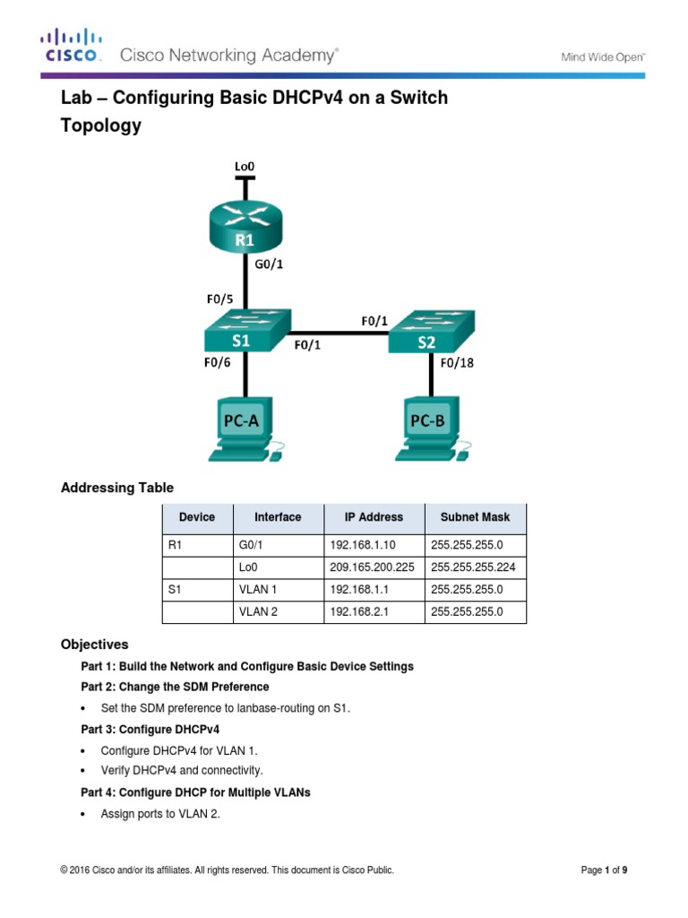 8.1.2.5 Lab - Configuring Basic DHCPv4 On A Switch WB | PDF | Ip Address | I Pv6