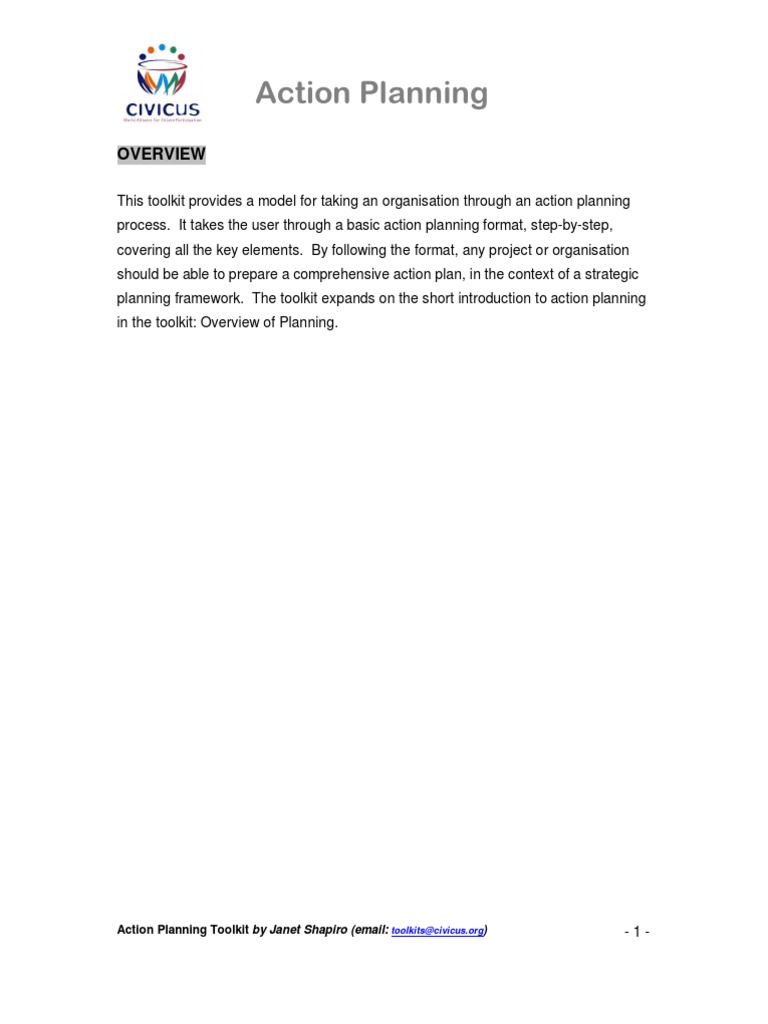 Action Planning - Toolkit | PDF | Strategic Planning | Goal