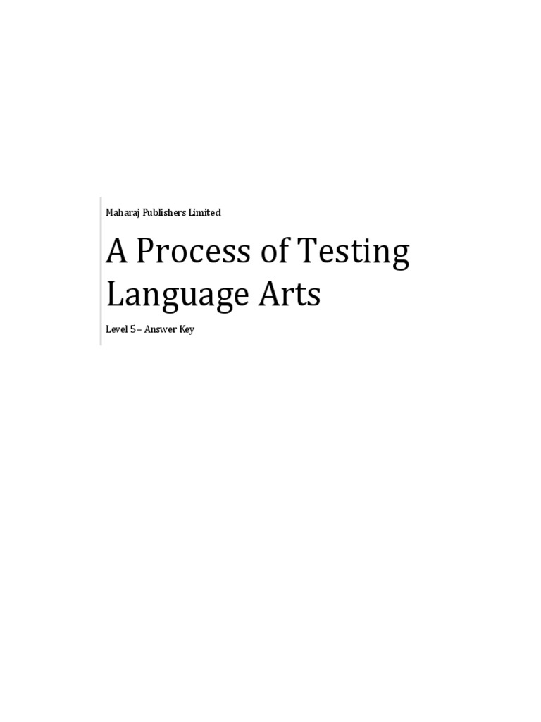 A Process of Testing Language Arts: Maharaj Publishers Limited | PDF ...
