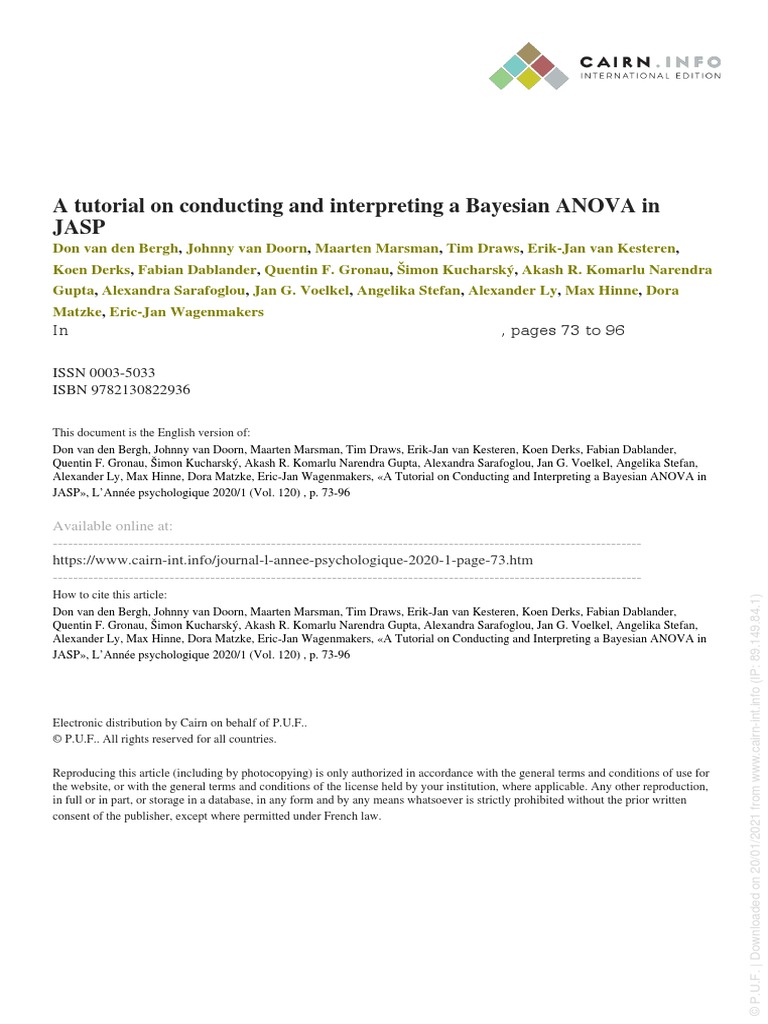 A Tutorial On Conducting and Interpreting A Bayesian ANOVA in JASP ... A Tutorial On Conducting and Interpreting A Bayesian ANOVA in JASP ...