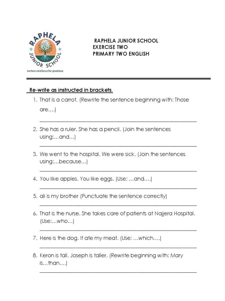 P.2 English Exercise Two | PDF | Punctuation | Health Care