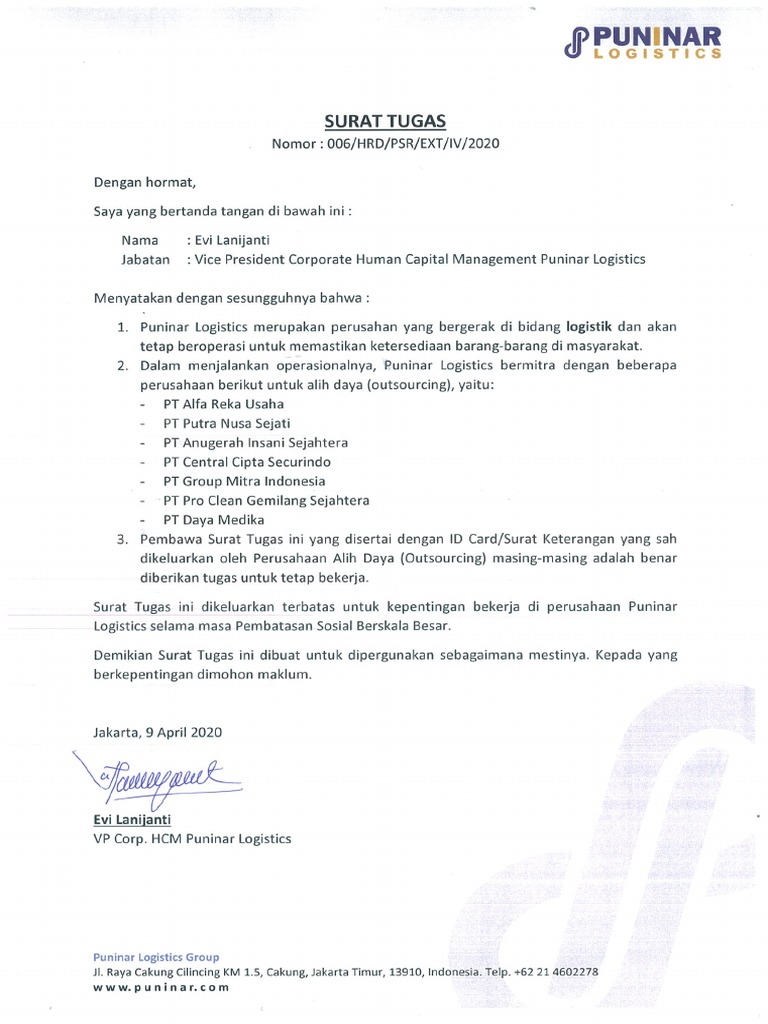 Surat Tugas Karyawan PDF | PDF