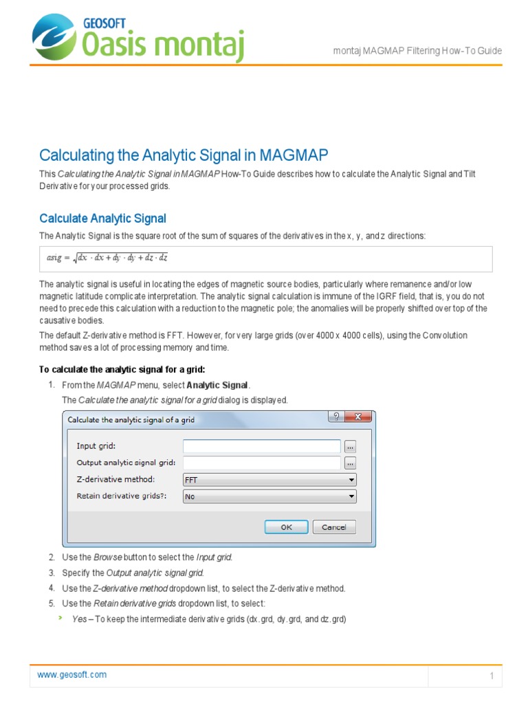 Calculating The Analytic Signal in MAGMAP | PDF | Derivative | Signal Processing
