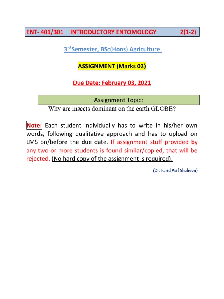 ENT 401 ASSIGNMENT (Dr. Shaheen) | PDF | Science & Mathematics