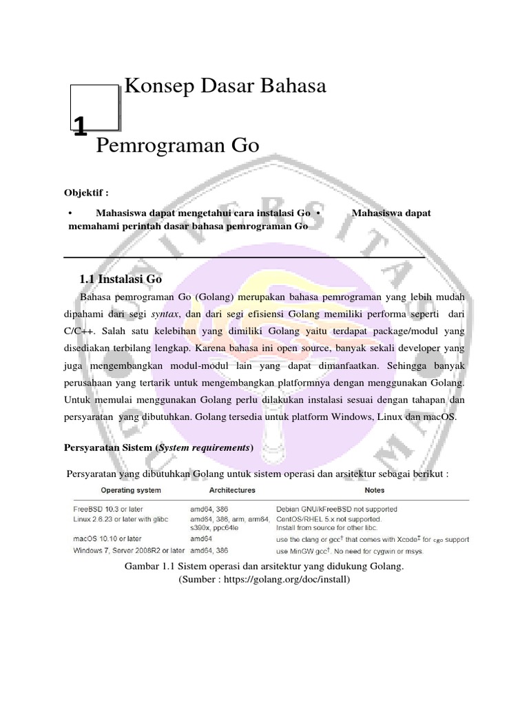 Pert 1 - Konsep Dasar Bahasa Pemrograman Go | PDF | Seni