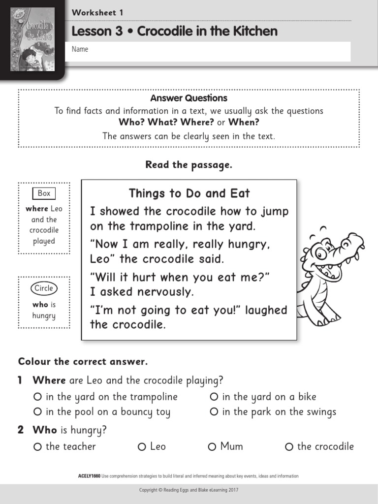 Lesson 3 - Crocodile in The Kitchen | PDF | Foods