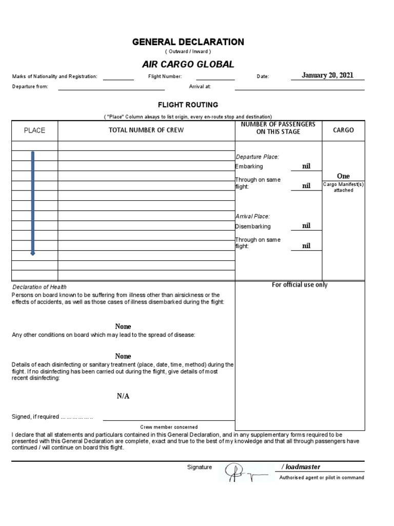 Air Cargo Global: General Declaration | PDF | Transport Accidents And ...