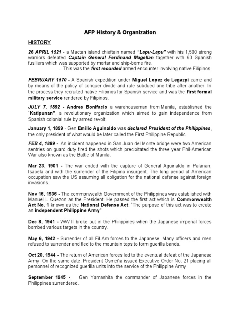 AFP History Organization | Download Free PDF | Philippines ...