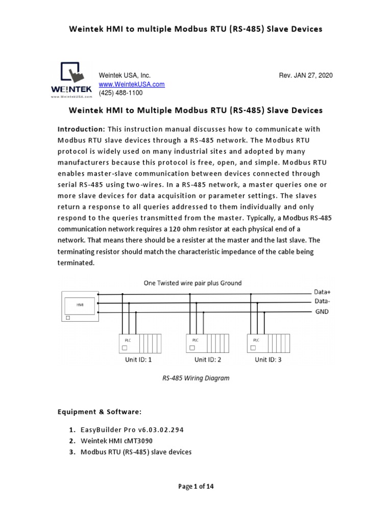 Weintek HMI To Multiple Modbus RTU Slave Devices | PDF | Computer Engineering | Computer Science