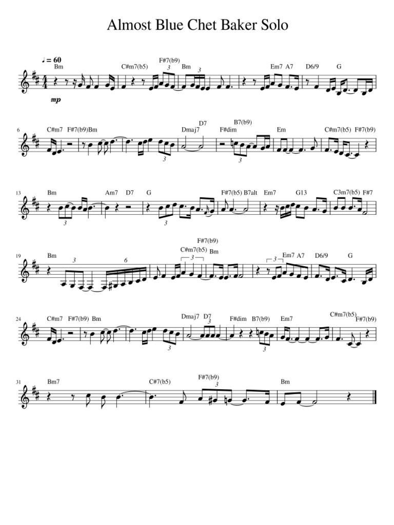 Chet Baker - Almost Blue Solo PDF | PDF