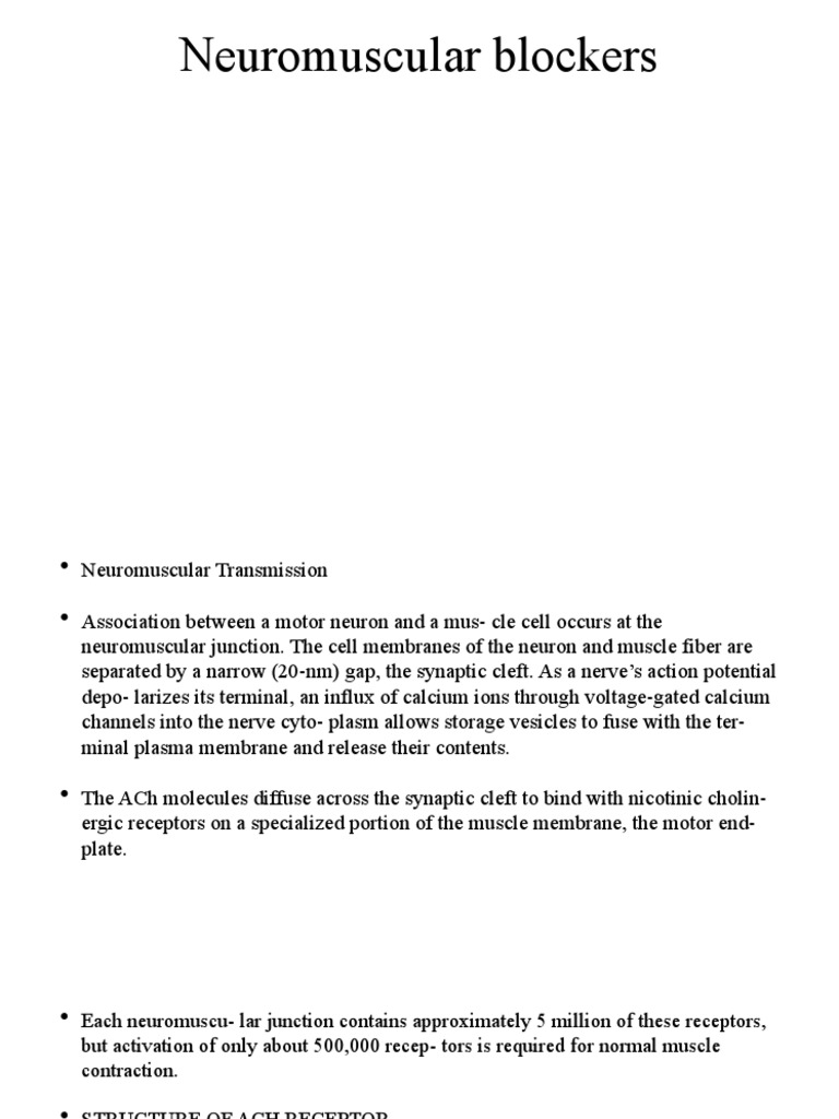 Neuromuscular Blockers | PDF | Neuromuscular Junction | Acetylcholine