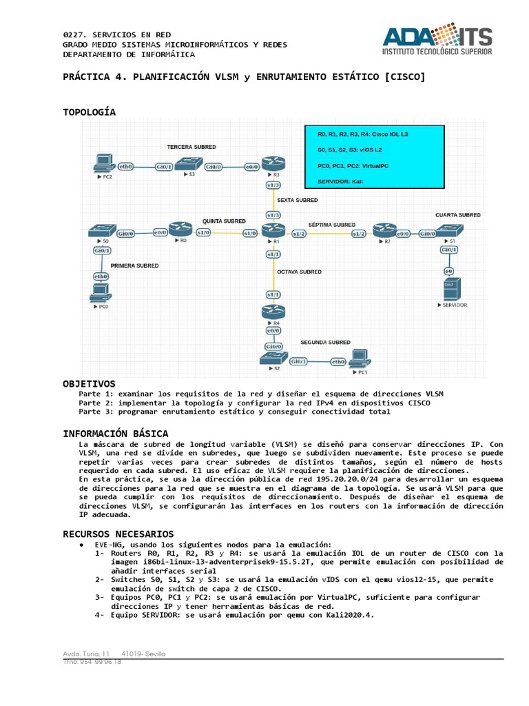 Planificación y Enrutamiento VLSM | PDF | Dirección IP | Enrutador (Computación)