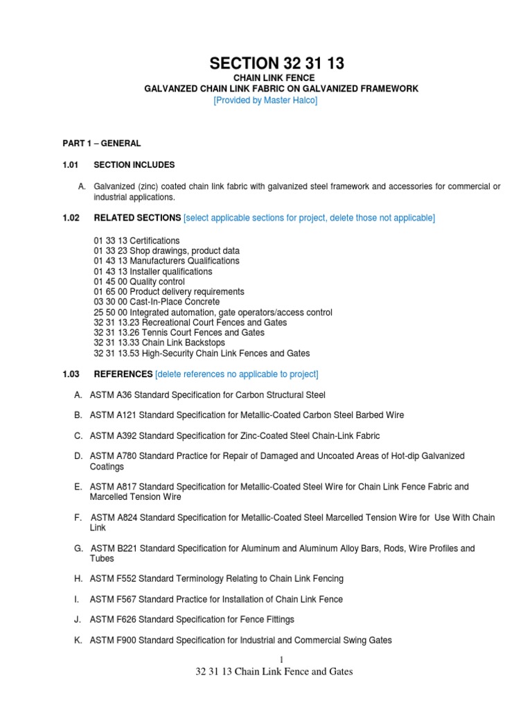 MH Galvanized Chain Link Fence Specification | PDF | Specification ...