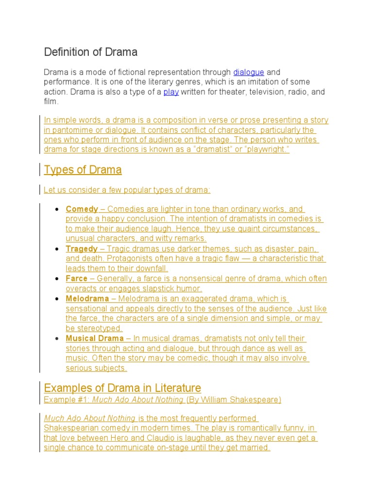 Definition of Drama | PDF | Costume | Poetry