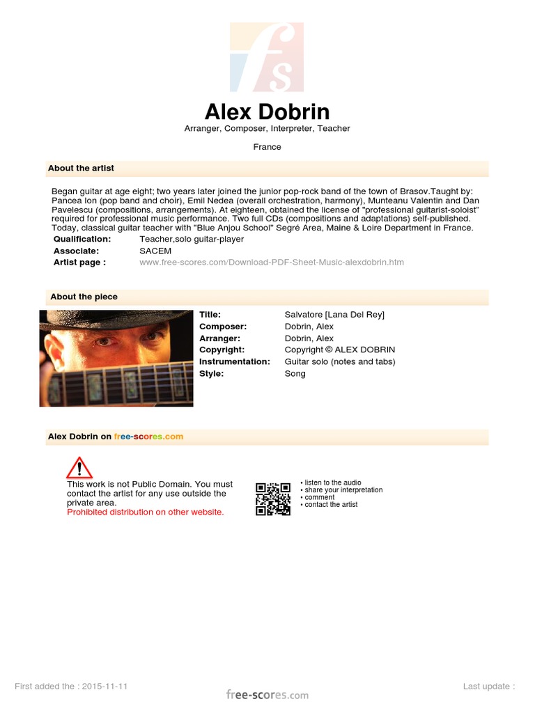 Alex Dobrin: About The Artist | PDF | Musical Compositions | Sound