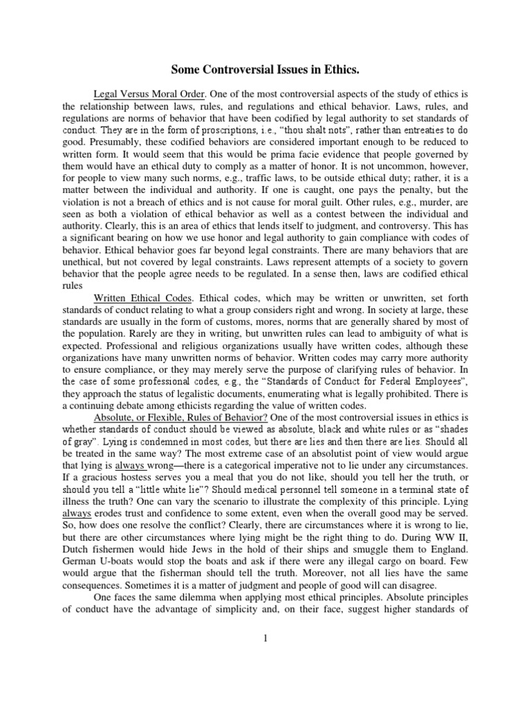 Some Controversial Issues in Ethics | Download Free PDF | Individualism ...