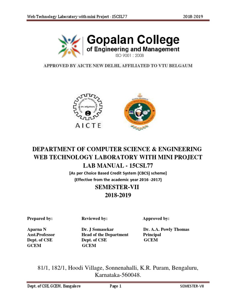 Department of Computer Science & Engineering Web Technology Laboratory ...