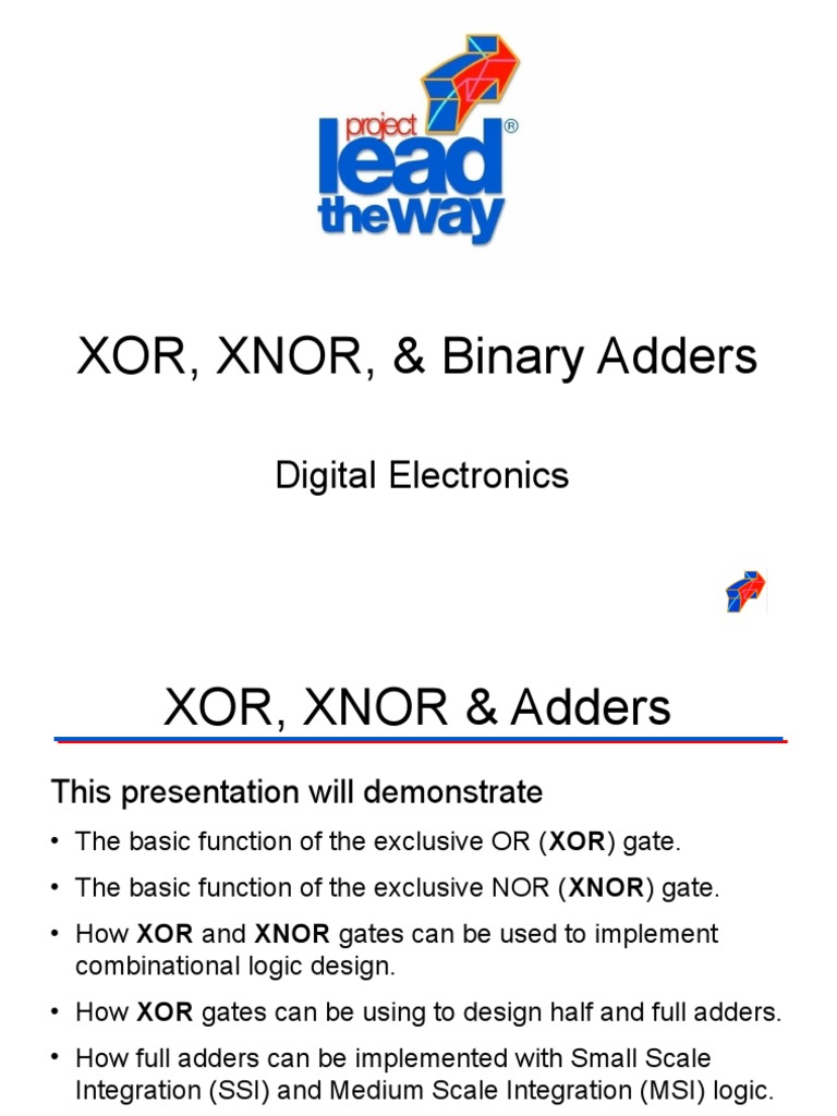 XOR, XNOR, & Binary Adders: Digital Electronics | PDF | Electronic ...