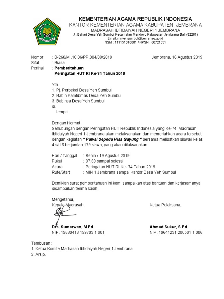 Surat Pemberitahuan | PDF