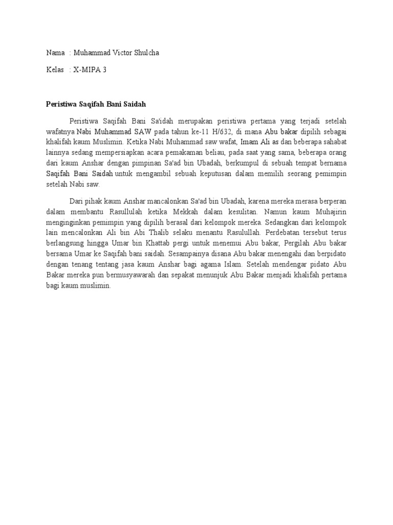Sejarah Saqifah Bani Saidah | PDF | Perjalanan | Agama & Spiritualitas