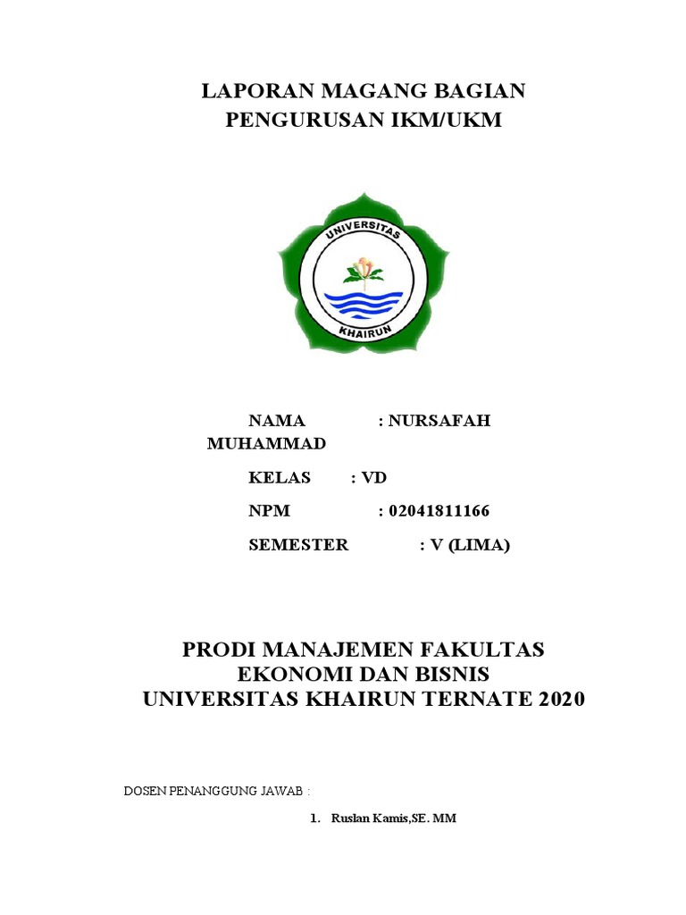 Laporan Magang Pengelolaan UKM Ternate | PDF | Karier & Perkembangan ...