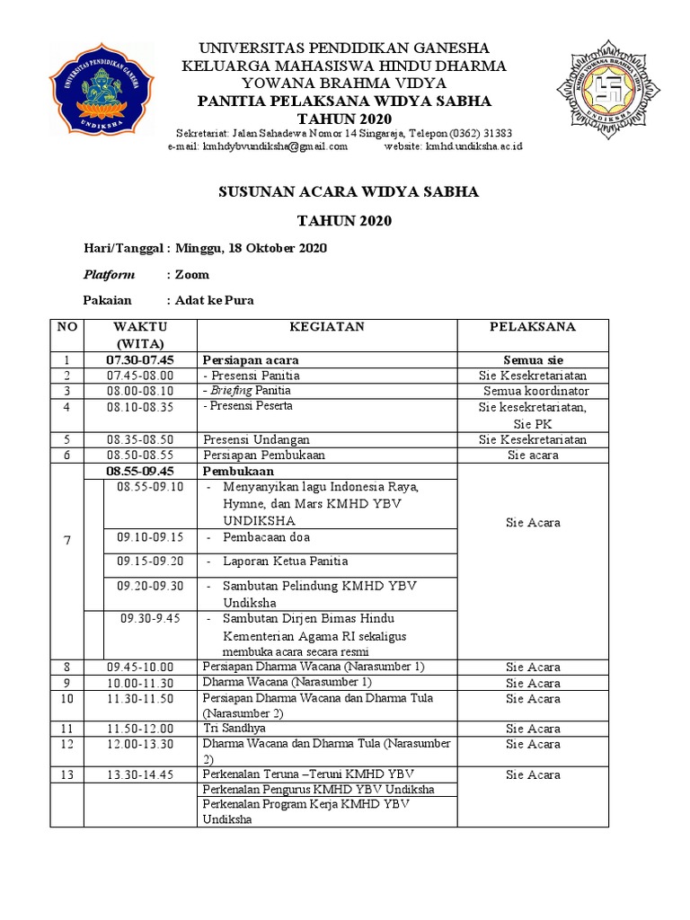 Contoh Susunan Acara | PDF