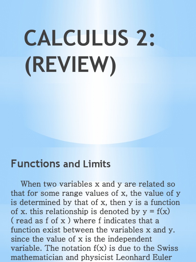 A Comprehensive Review of Calculus 2 Concepts Including Functions ...