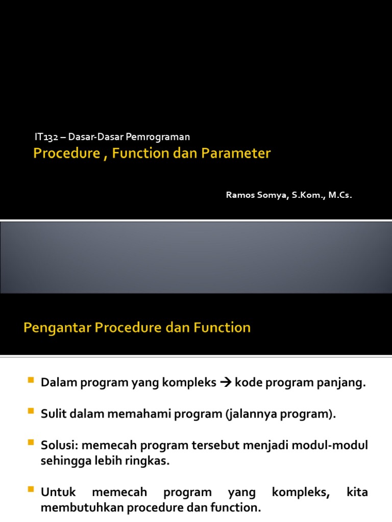 p3 Procedure Dan Function Pascal | PDF | Metode & Bahan Ajar | Teknologi & Rekayasa