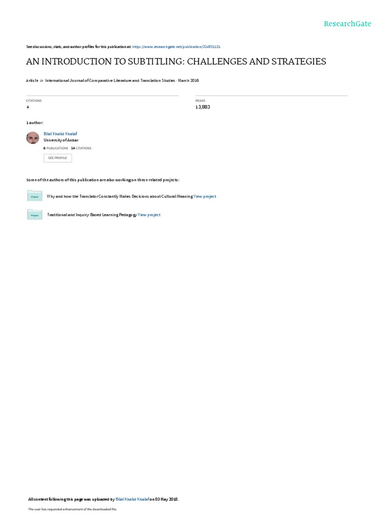 An Introduction To Subtitling: Challenges and Strategies | PDF ...