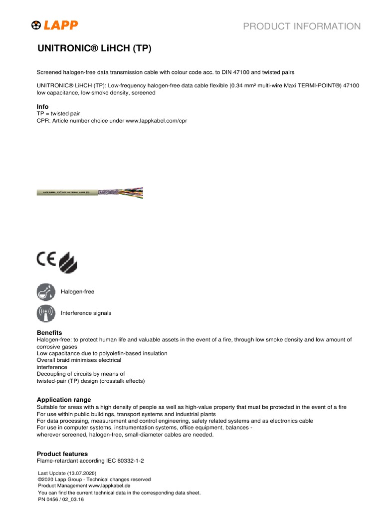 LAPP - PRO224ENIN Unitronic LiHCH TP | PDF | Electricity | Electrical ...