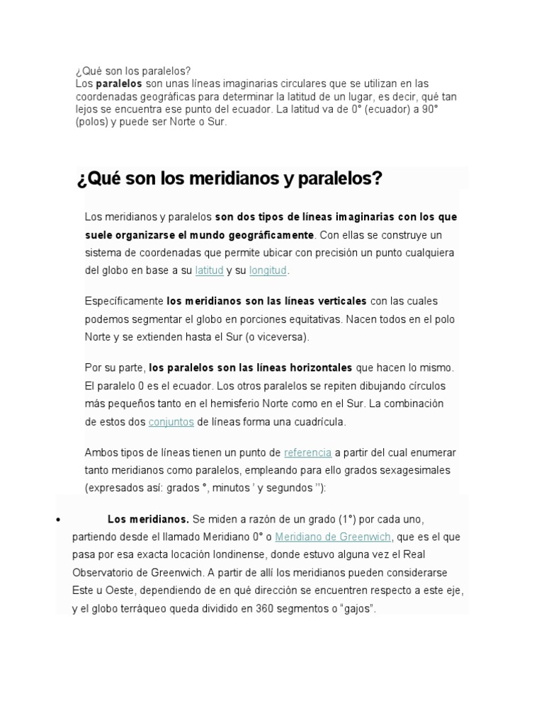 Definición y Función de los Paralelos | PDF | Ecuador | Longitud