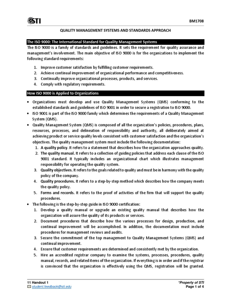 The ISO 9000: The International Standard For Quality Management Systems ...
