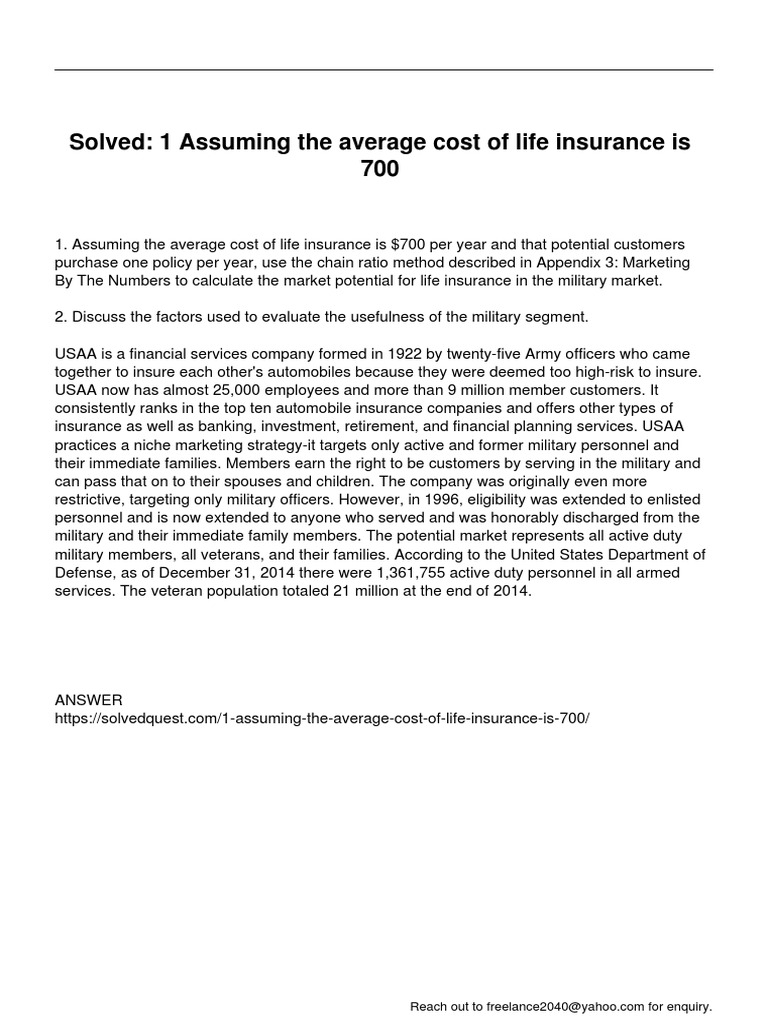 Life Insurance Market Potential for Military | PDF | Financial Services ...