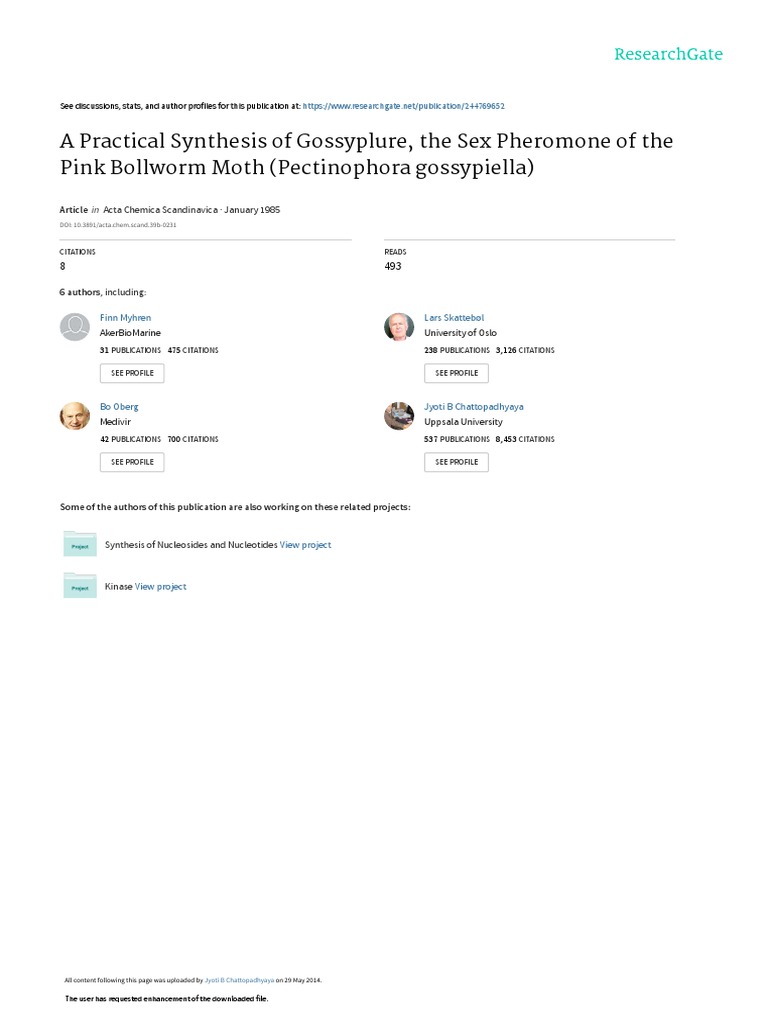 A Practical Synthesis Of Gossyplure The Sex Pherom Pdf