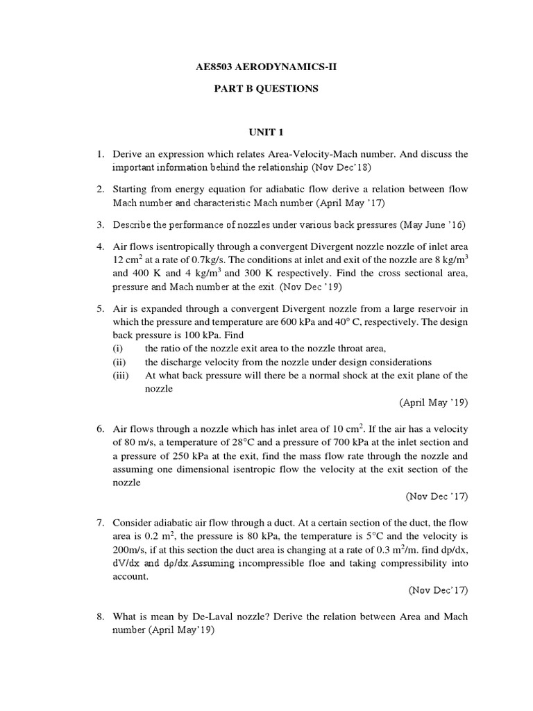Aerodynamics II: Key Questions & Concepts | PDF | Mach Number | Lift ...