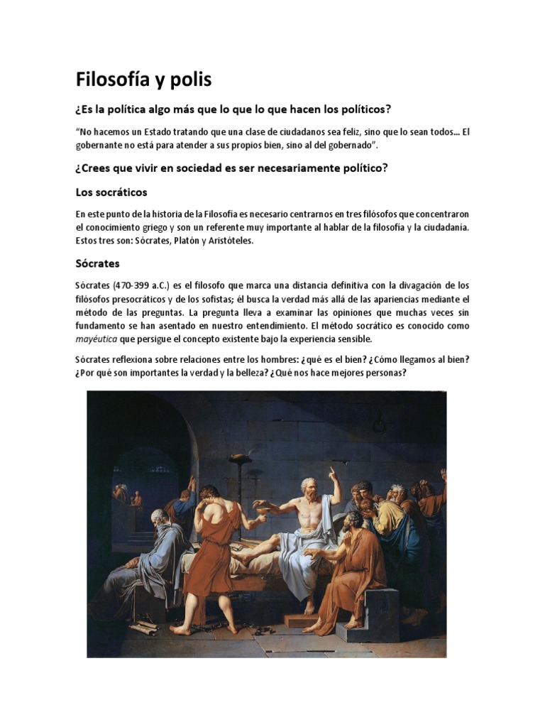 Filosofía y Polis: Bien Común y Política | PDF | Platón | Sócrates