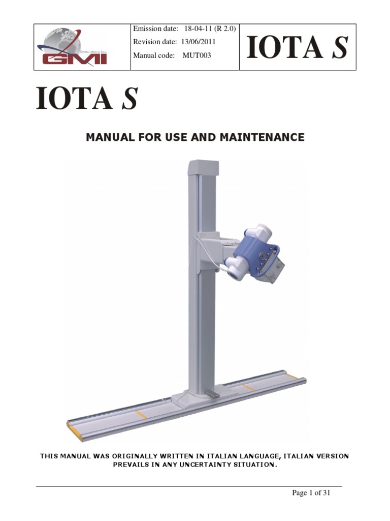 Iota S Iota S: Manual For Use and Maintenance | PDF | X Ray | Radiation