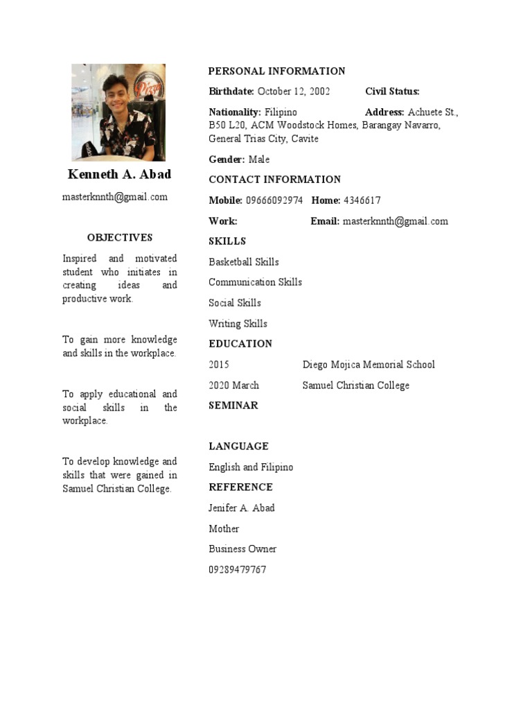 Kenneth A. Abad | PDF | Tagalog Language | Neuropsychological Assessment