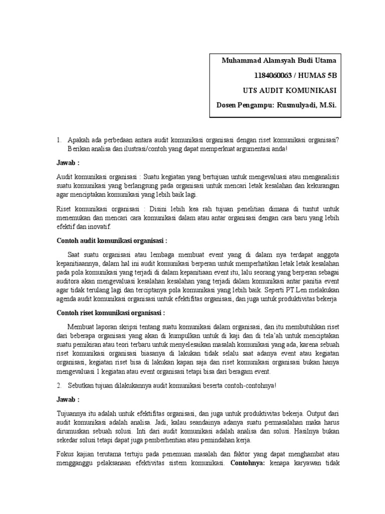 Uts Audit Komunikasi | PDF