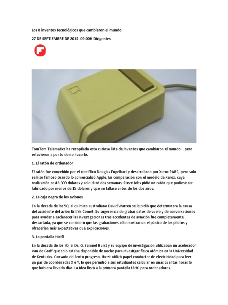 Los 8 Inventos Tecnológicos Que Cambiaron El Mundo | PDF | Science ...