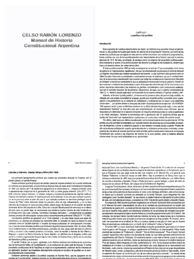 Celso Ramòn Lorenzo Manual de Historia Constitucional Argentina | PDF