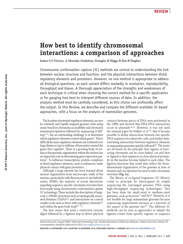 How Best To Identify Chromosomal Interactions: A Comparison of ...