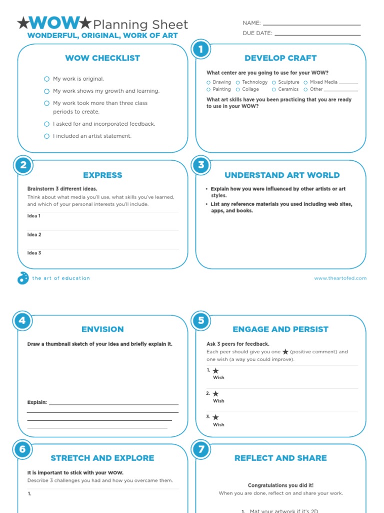 Planning Sheet: Wow Checklist Develop Craft | PDF | Communication ...