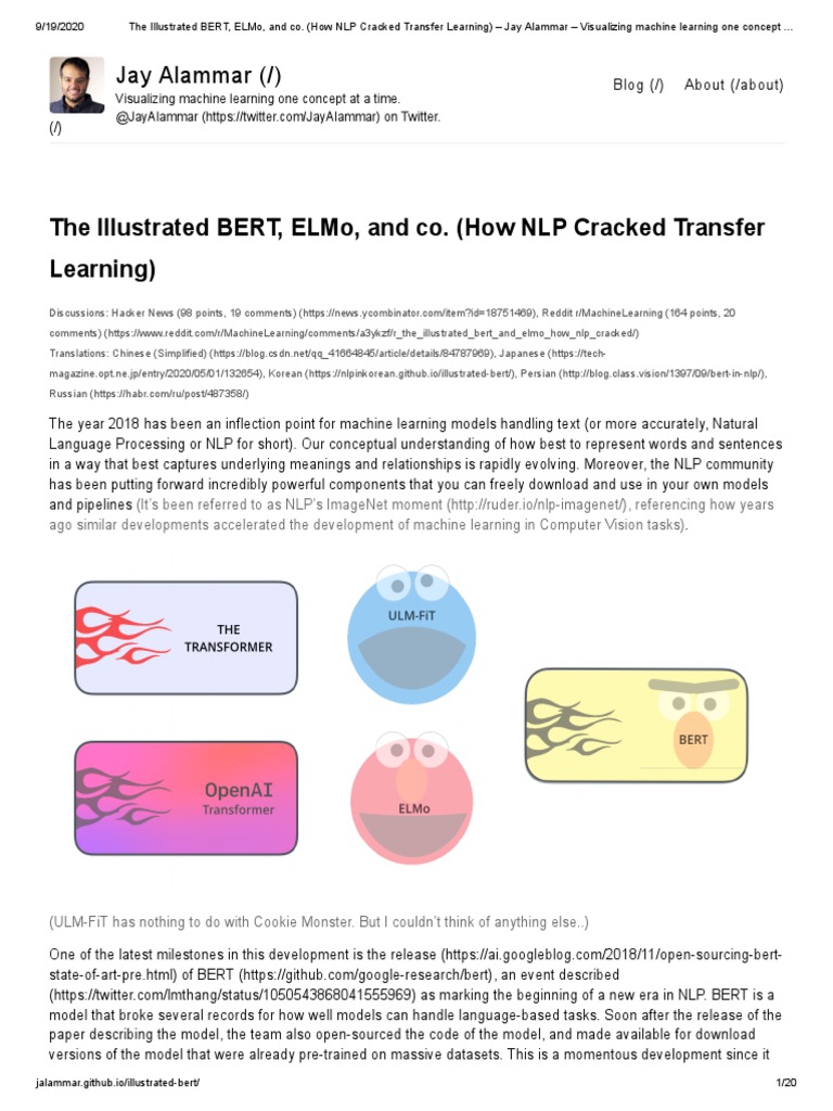 The Illustrated BERT, ELMo, and Co. (How NLP Cracked Transfer Learning ...