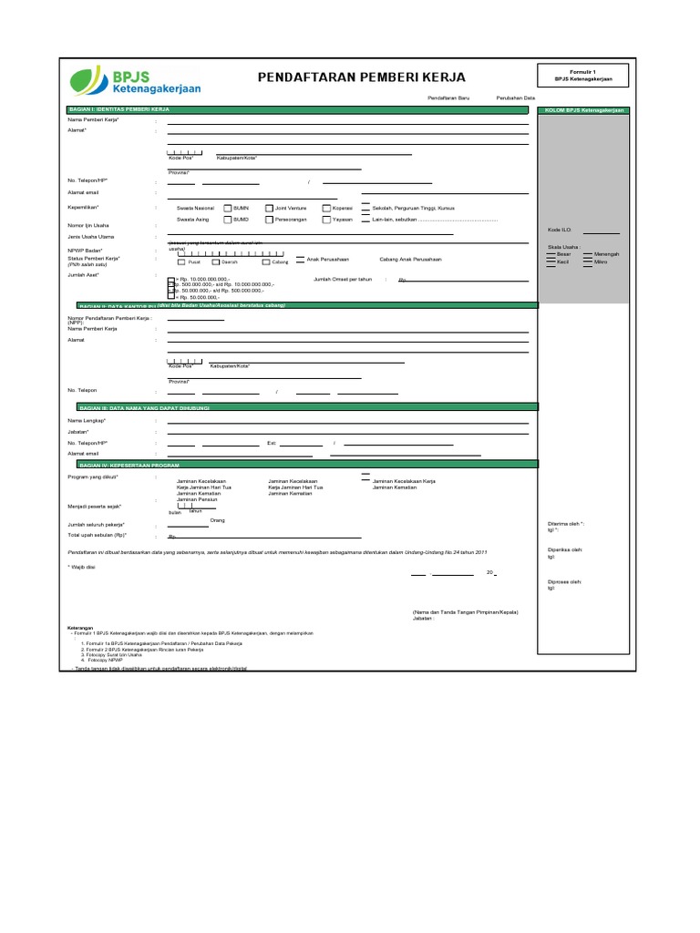 F1 Pendaftaran Pemberi Kerja | PDF